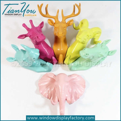 Custom faux animal head wall decor hooks – Window Display Props Factory ...
